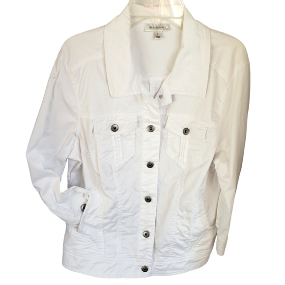 Dress Barn | Jackets & Coats | L Dresse Barn White Casual Button Jacket ...